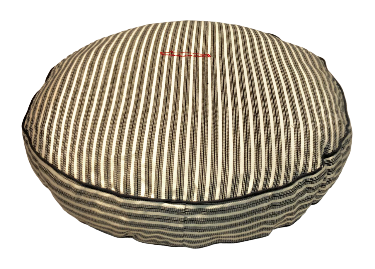Charcoal Ticking Stripe Round Bed GEORGE